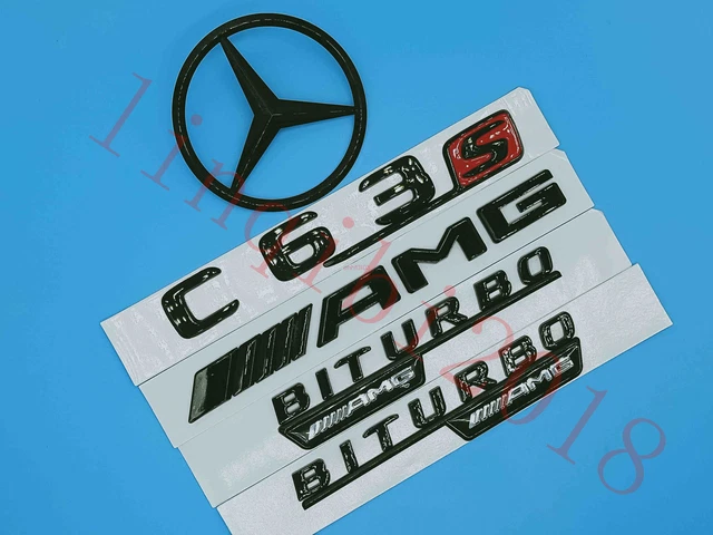C63S GLOSS BLACK Trunk Logo Sticker Decal Emblem Badge Package for W205 ...