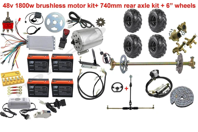 740MM GO KART Trike Rear Axle Kit Wheels Front End 48V 1800W Electric ...