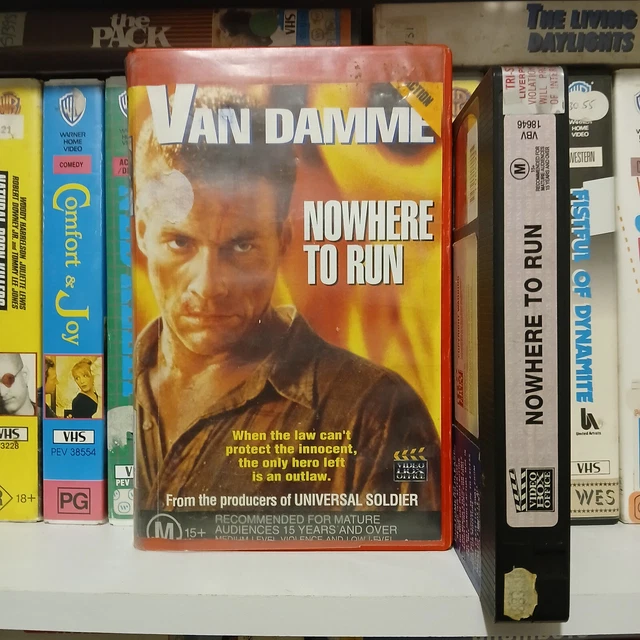 1993 NOWHERE TO Run- Video Box Office Vhs- Big Box Ex Rental Van Damme ...