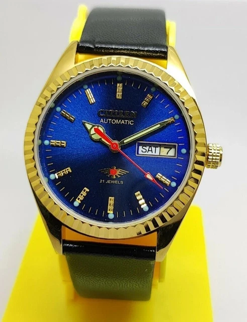 MEN'S CITIZEN AUTOMATIC Cal-8200 21Jwel Blue Color Dial Day-Date ...