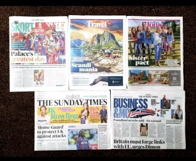 SUNDAY TIMES NEWSPAPER 18 May 2025 Crystal Palace EZE Sport Travel Home ...