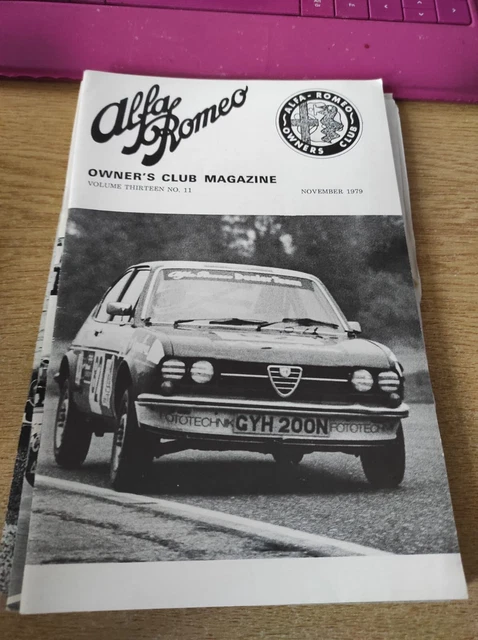 ALFA ROMEO OWNERS Club Magazine November 1979, Vol. 13 No. 11 - B233 £3 ...