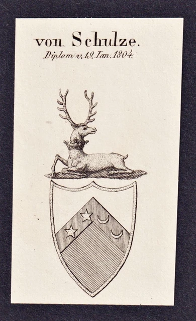 SCHULZE ARMOIRIES COAT Of Arms Héraldique Heraldry Genealogie Gravure ...