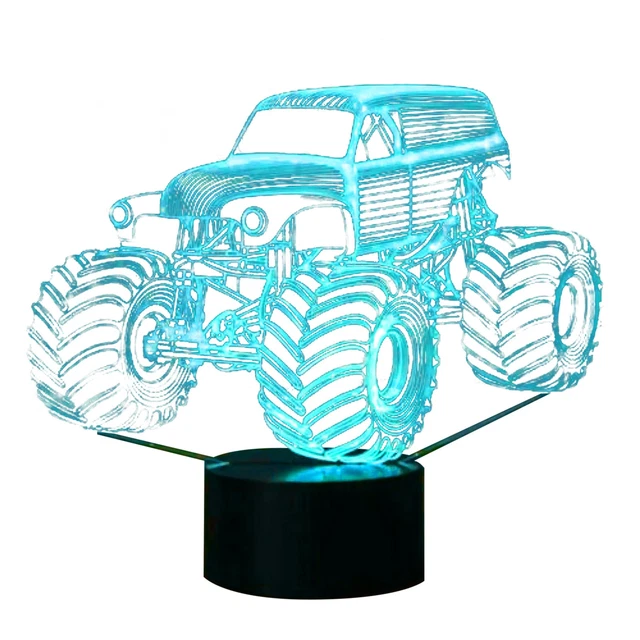 GRAVE DIGGER MONSTER Tractor 3D Desk Lamp 7 Changeable Colors Night ...