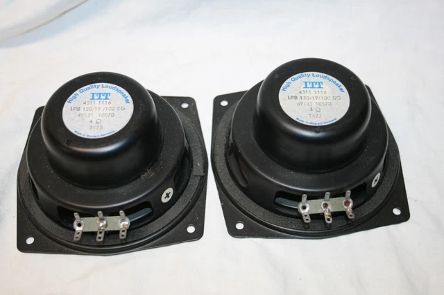2 MITTELTON-LAUTSPRECHER - ITT LPB 130/19/100SG - 4 Ø - 13x13cm -Neu "B ...
