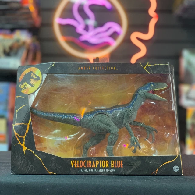 JURASSIC WORLD AMBER Collection Velociraptor Blue Mattel 2020 £84.92 ...