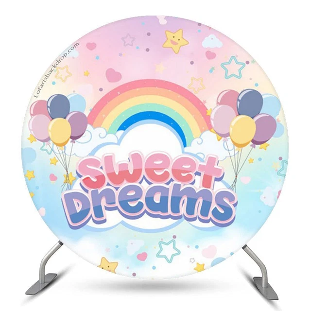 RAINBOW BALLOONS SWEET Dreams Circle Birthday Backdrop $37.90 - PicClick AU