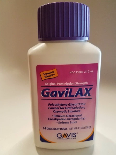 GAVILAX POLYETHYLENE GLYCOL Osmotic Laxative Powder Constipation Relief ...