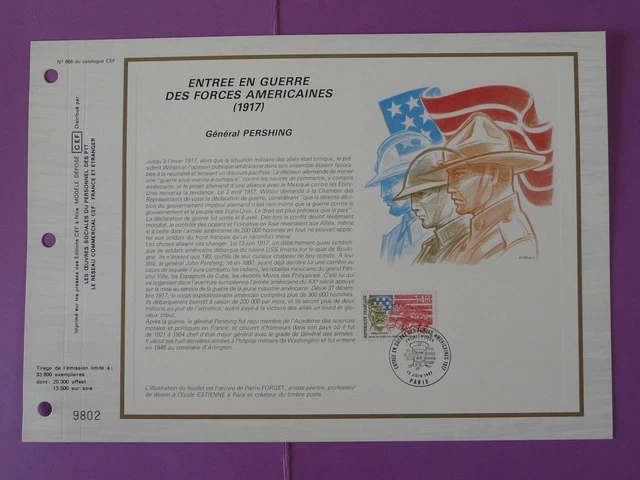WORLD WAR I ww1 General Pershing US Army FDC folder CEF 866-1987 EUR 1 ...