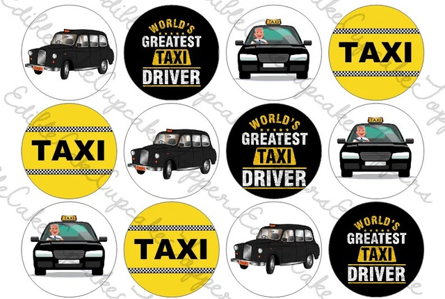 TAXI DRIVER CAB Cupcake Toppers Edible Cake Icing £2.59 - PicClick UK