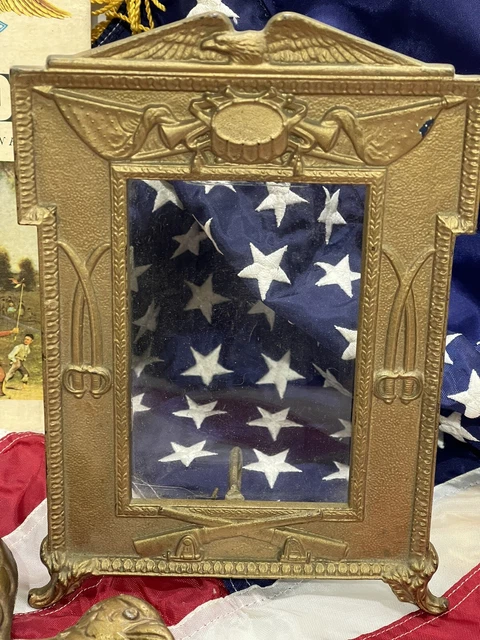 ANTIQUE CAST IRON Patriotic Us Military Pre - Wwi Picture Frame £147.20 ...