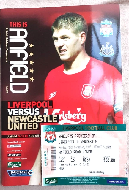 LIVERPOOL V NEWCASTLE UNITED PROGRAMME 26th DECEMBER 2005 + MATCH ...