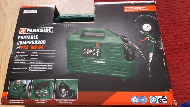 PARKSIDE PORTABLE COMPRESSOR PKZ 180 C4 - 1100W (Mains 240v) £35.00 ...