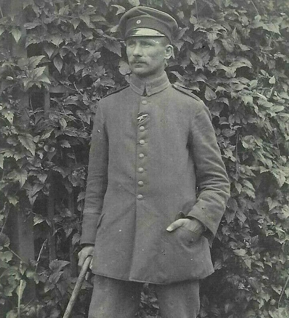 WW1 GERMAN SOLDIER RPPC 1917 Breslau Photo Postcard Walking Stick ...