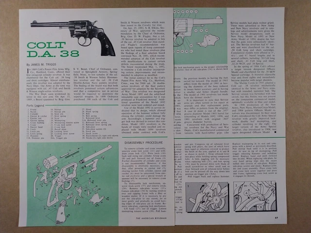 COLT DA 38 Revolver exploded view disassembly 1962 print article $9.99 ...