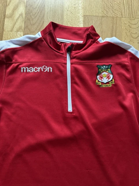 WREXHAM AFC MACRON 1/4 Zip Red training Top Jacket Fleece Size L Ryan ...