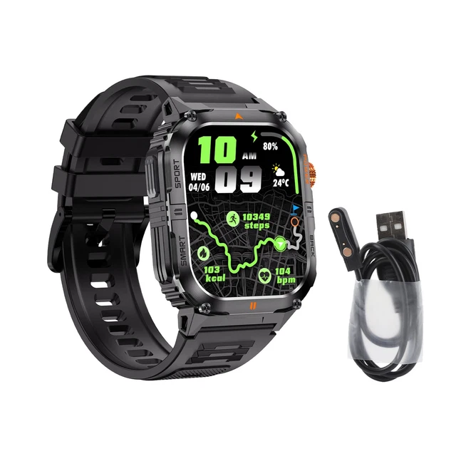 SMARTE SPORTUHR MIT Fitness-Tracker LED-Taschenlampe 2-Zoll-Display ...