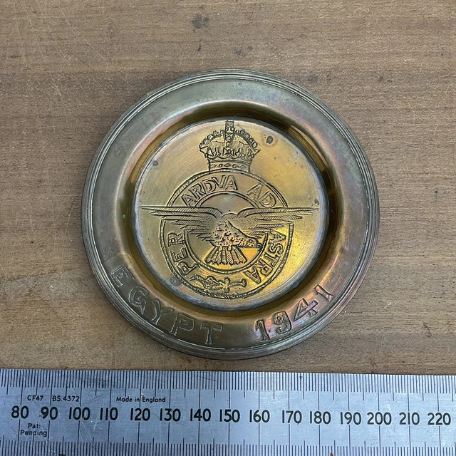 ORIGINAL WW2 WWII Trench Art Small Brass Plate RAF Egypt 1941 £9.95 ...