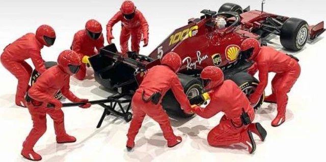 AMERICAN DIORAMA 1:43 Scale F1 Pit Crew Figures Set #2 Team Red (x7) £ ...