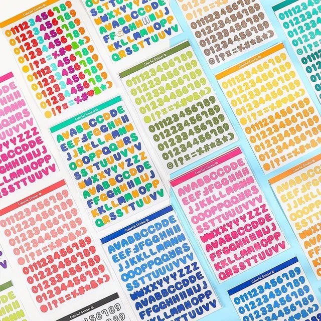 2400 PIECES ALPHABET Stickers 24 Self-Adhesive Number Alphabet Vinyl ...