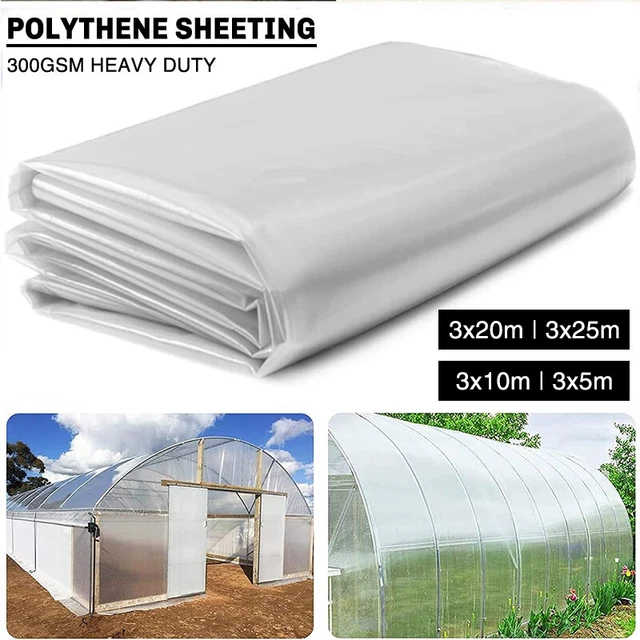 HEAVY DUTY CLEAR Polythene Sheeting 3m x 25m DIY Thick Plastic ...