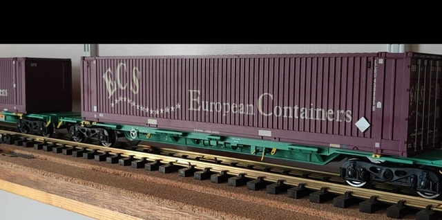 ARISTOCRAT G SCALE Twin Intermodal ECS Containers Wagons #2 (Very ...