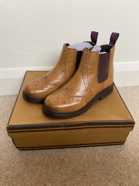 CATESBY MEN'S LEATHER Dealer Boots Chelsea Boots UK Size 2 Tan Brown ...