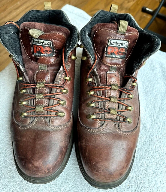 TIMBERLAND PRO WORK Boots STEEL TOE Brown Leather 10.5 Mens Lace Up 24/ ...