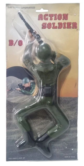 VINTAGE B/O BATTERY Operated Army Military Crawling Action Soldier Toy ...