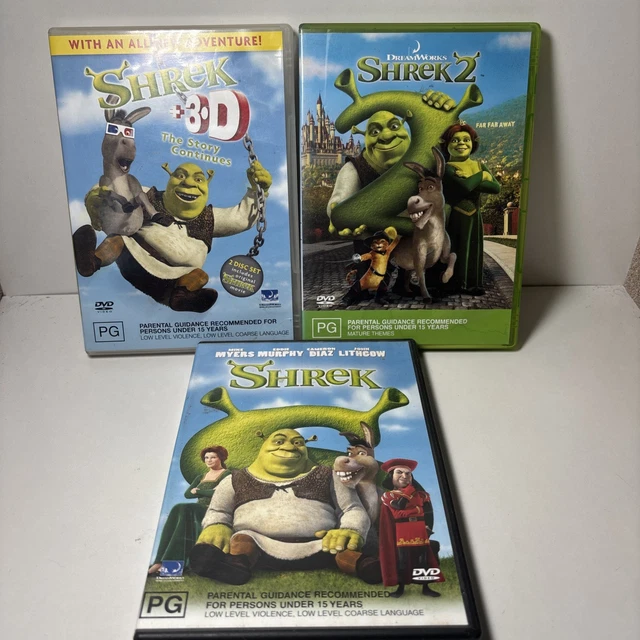 SHREK 1 2 & 3D bundle DVDs With 3d Glasses C1 $22.95 - PicClick AU
