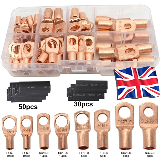 140X COPPER TUBE Terminal Battery Crimp Welding Cable Lug Ring ... 140X COPPER TUBE Terminal Battery Crimp Welding Cable Lug Ring ...