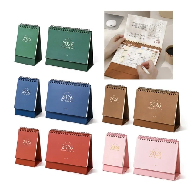 2026 DESK CALENDAR Twin-Coil Binding 16 Month Paper Calendar Desk ...