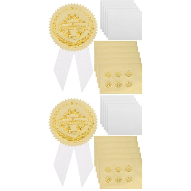 72 SETS RIBBON Certificate Seal Graduation Commendation Sports Stickers ...