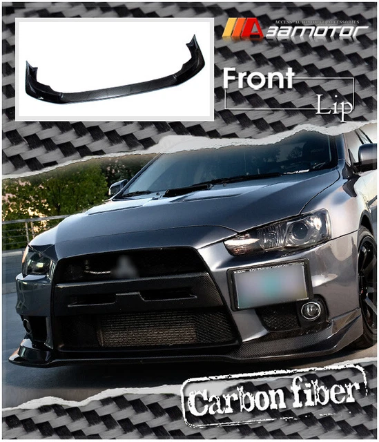 CARBON FIBRE V Style Front Bumper Lip Spoiler fits Mitsubishi Evolution ...