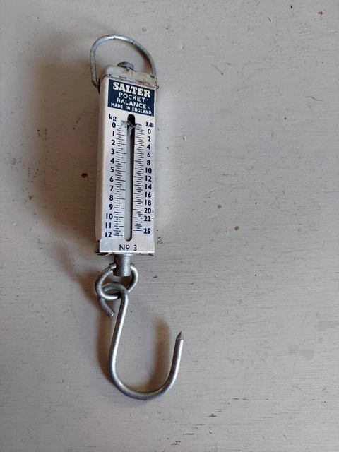 VINTAGE SPRING SALTER No.3 Spring Balance 0-12 Kg 0-25lb Hand Weight ...