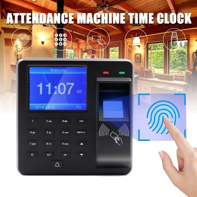 EMPLOYEE ATTENDANCE-TIME CLOCK Check In Out Biometric Fingerprint&ID ...