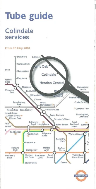 LONDON UNDERGROUND TUBE Map & Guide - Colindale 20 May 2001 Excellent ...