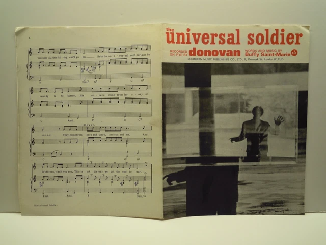 THE UNIVERSAL SOLDIER - Donovan - 1963 Sheet Music £5.60 - PicClick UK