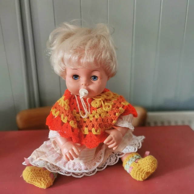 PALITOY TINY TEARS Doll 1970s 16" Vintage Baby Doll with Blue Eyes ...
