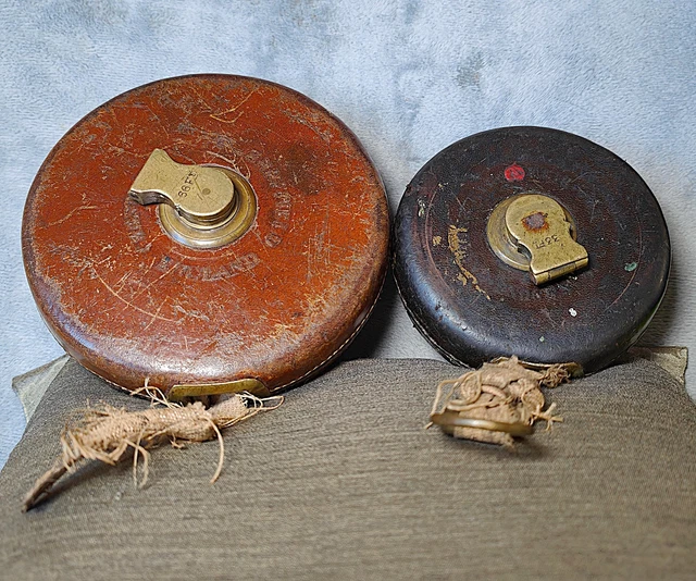 VINTAGE RABONE & Sons Rigida and Chesterman Leather Bound Tape Measures ...