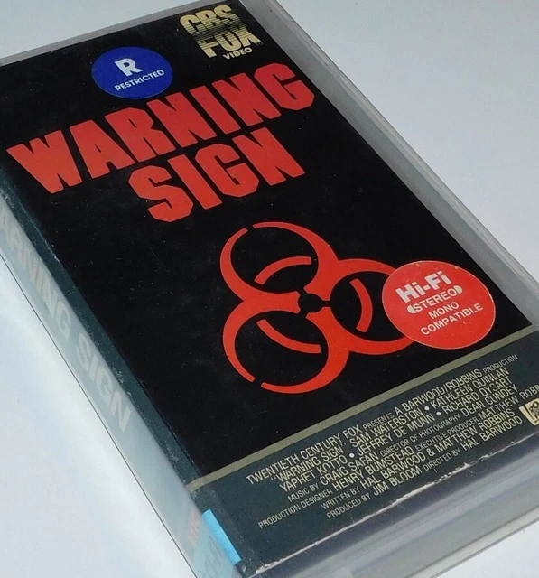 WARNING SIGN MOVIE VHS tape, 1986 CBS FOX home video, NJ store rental ...