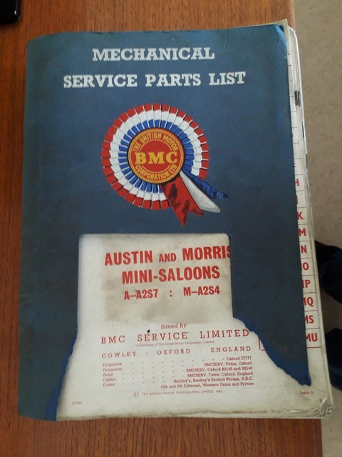 CLASSIC MINI MK1 Bmc Mechanical Service Parts List £11.50 - PicClick UK