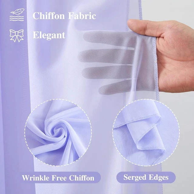 WEDDING ARCH DRAPING Fabric,1 Panel 18FT Purple Sheer Chiffon Curtain ...