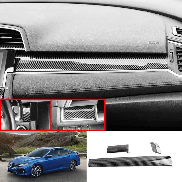 CARBON FIBER CENTER Console Dash Co-pilot Strip For Honda Civic EX LX ...