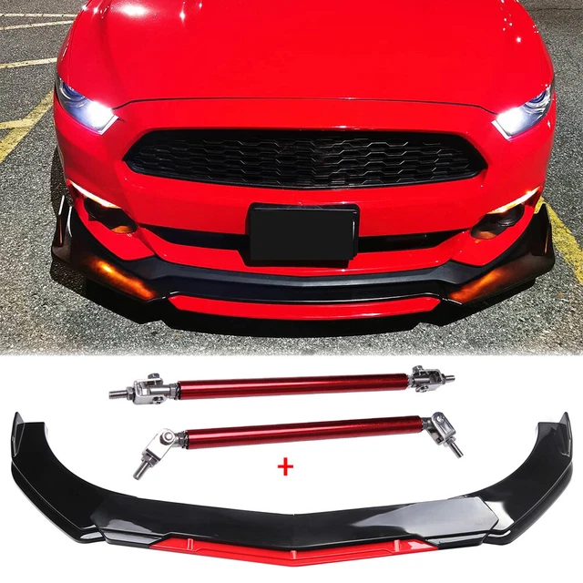 FRONT BUMPER LIP Spoiler Splitter Body Kit + Strut Rods For Ford ...