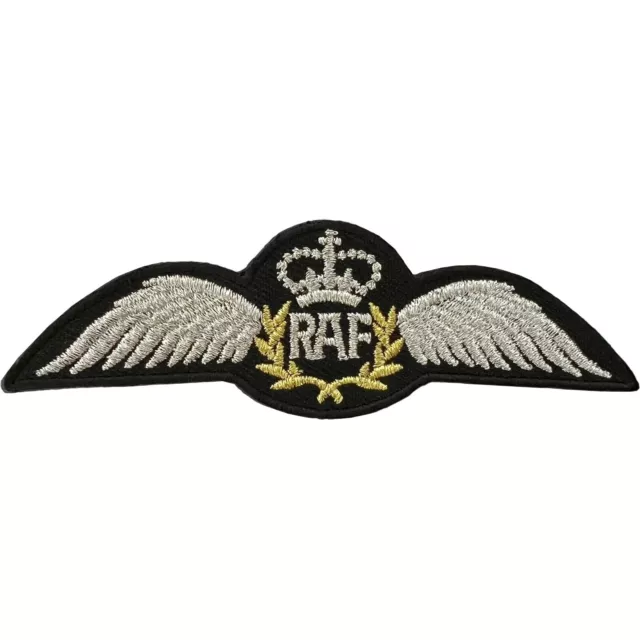 RAF PILOT WINGS Patch Iron Sew On Royal Air Force Uniform Embroidered ...