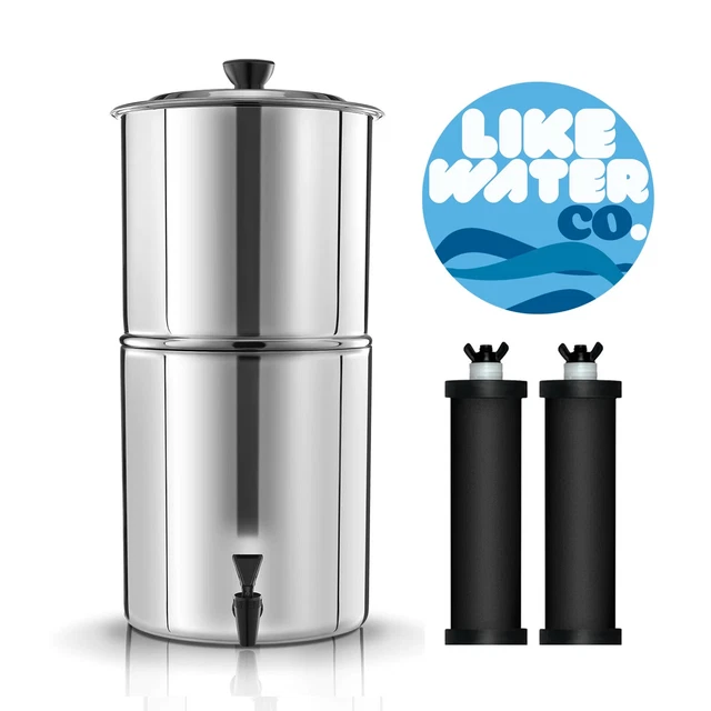 11L GRAVITY WATER Filter + Carbon Filtration Elements / Steel / Like ...
