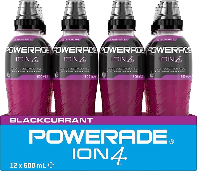POWERADE ION4 BLACKCURRANT Sports Drink Multipack Sipper Cap Bottles 12 ...