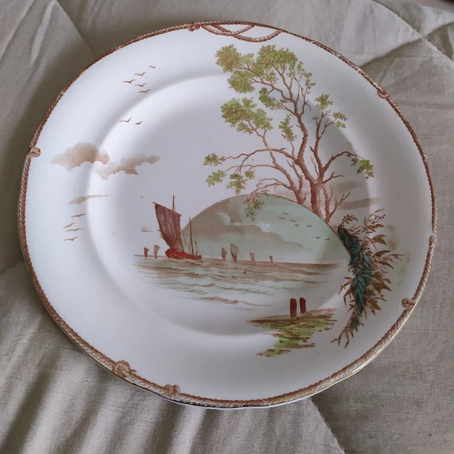 ASSIETTE ANCIENNE EN faïence de Gien n°1 service Marine décors bateaux ...