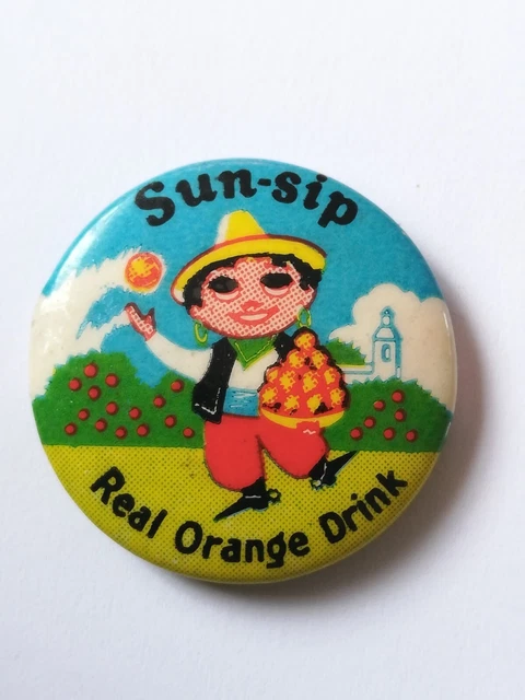 1970S SUN - Sip Real Orange Drink Advertising Tin Badge. £3.50 ...